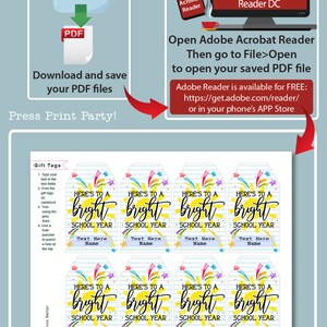 EDITABLE Back to School Gift Tags Printable, First Day of School Gift ...