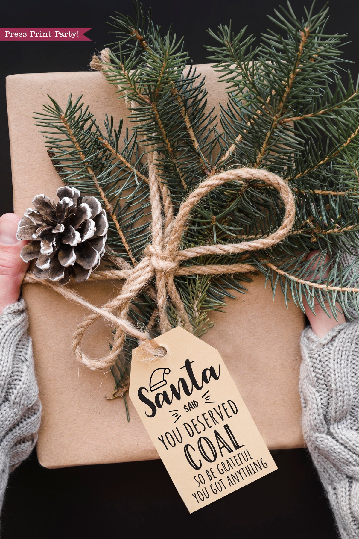 80 Funny Christmas Gift Tags Printable Funny White Elephant Gift Rustic ...