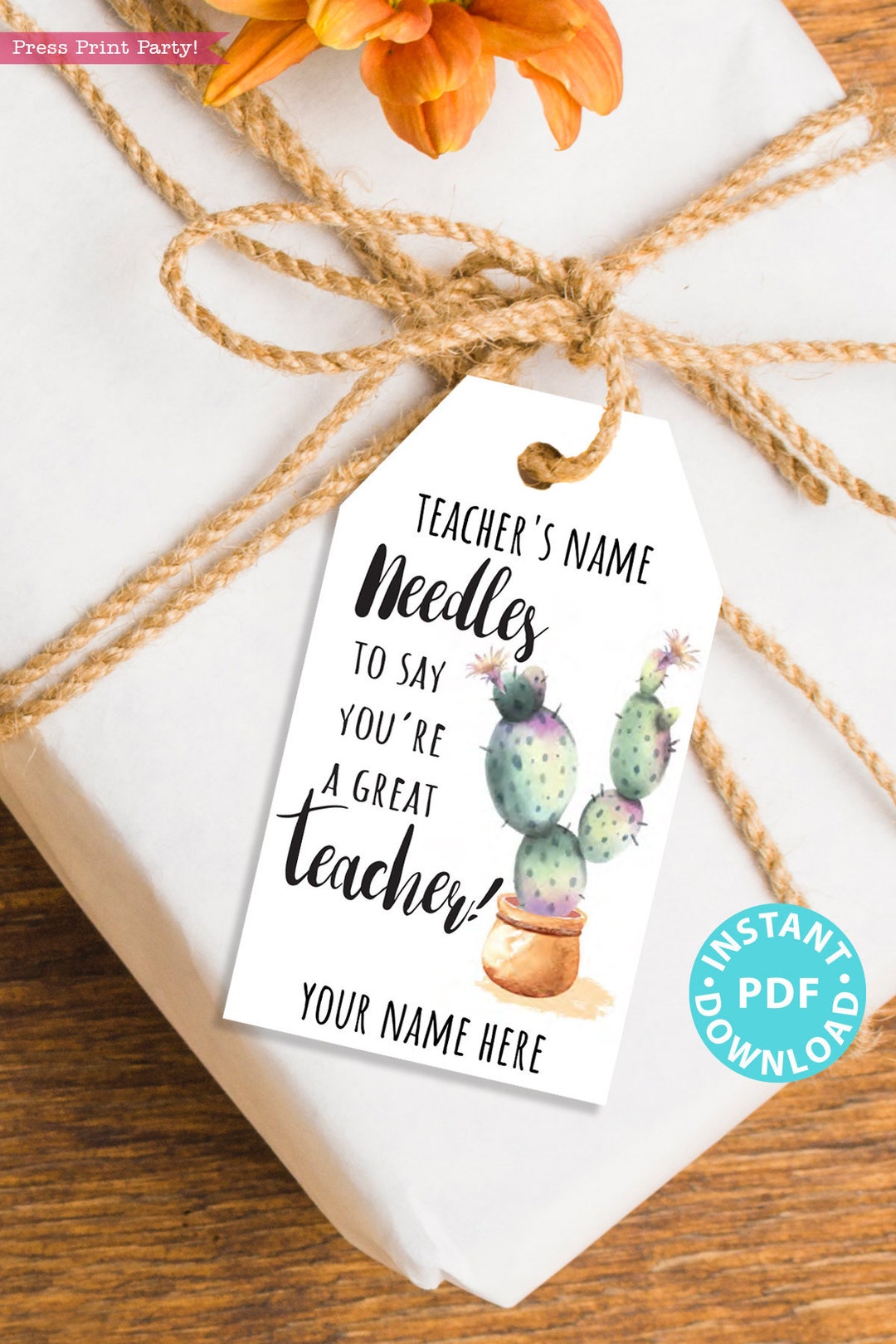 EDITABLE Teacher Appreciation Gift Tags Printable, Teacher Thank You ...