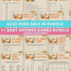 Woodland Theme Baby Animals Baby Shower Game Printable, Baby Animal ...