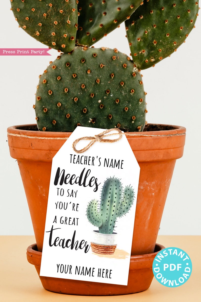 EDITABLE Teacher Appreciation Gift Tags Printable Cactus - Etsy