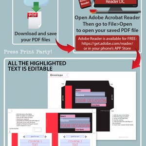 Printable Coupon Book Template Red, Any Occasion Gift Idea, Editable ...