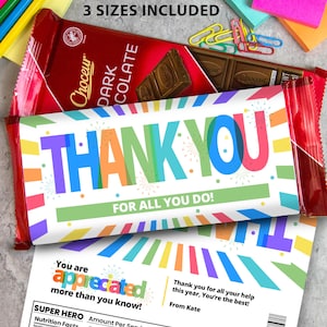 Thank You Chocolate Bar Wrap Printable Teacher Appreciation Week Gift ...