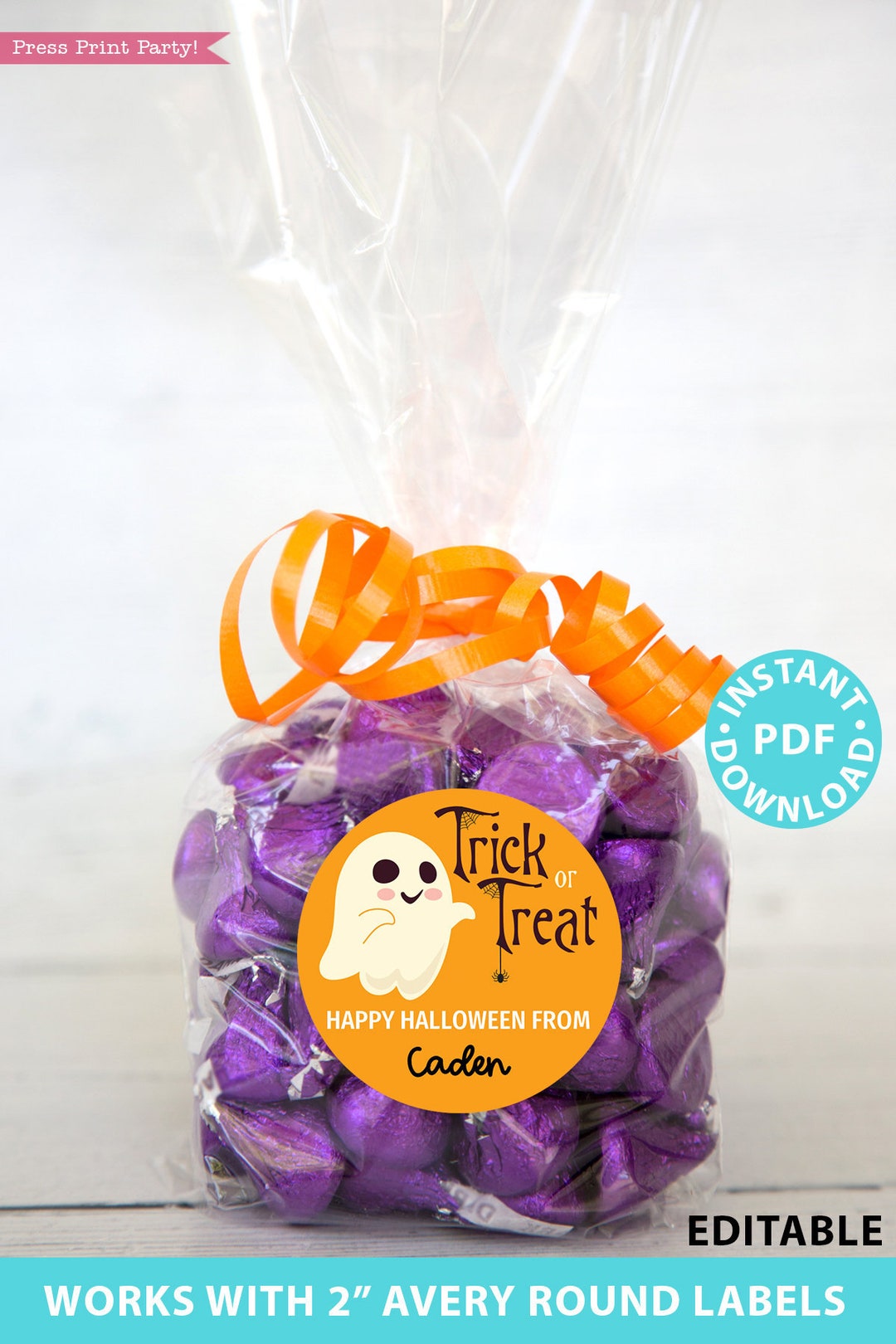 Halloween Labels Printable Avery 2" Round Labels Customizable Editable ...