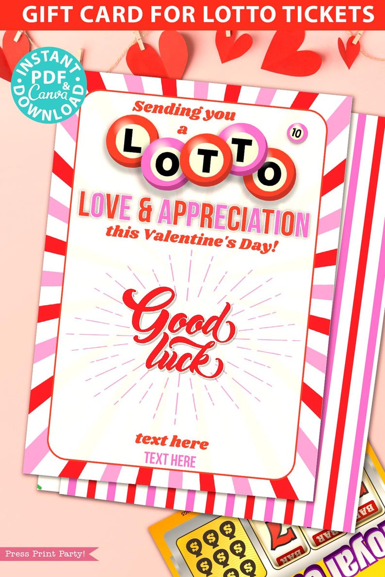 Valentine Lottery Ticket Holder Printable Love Lotto Scratcher ...