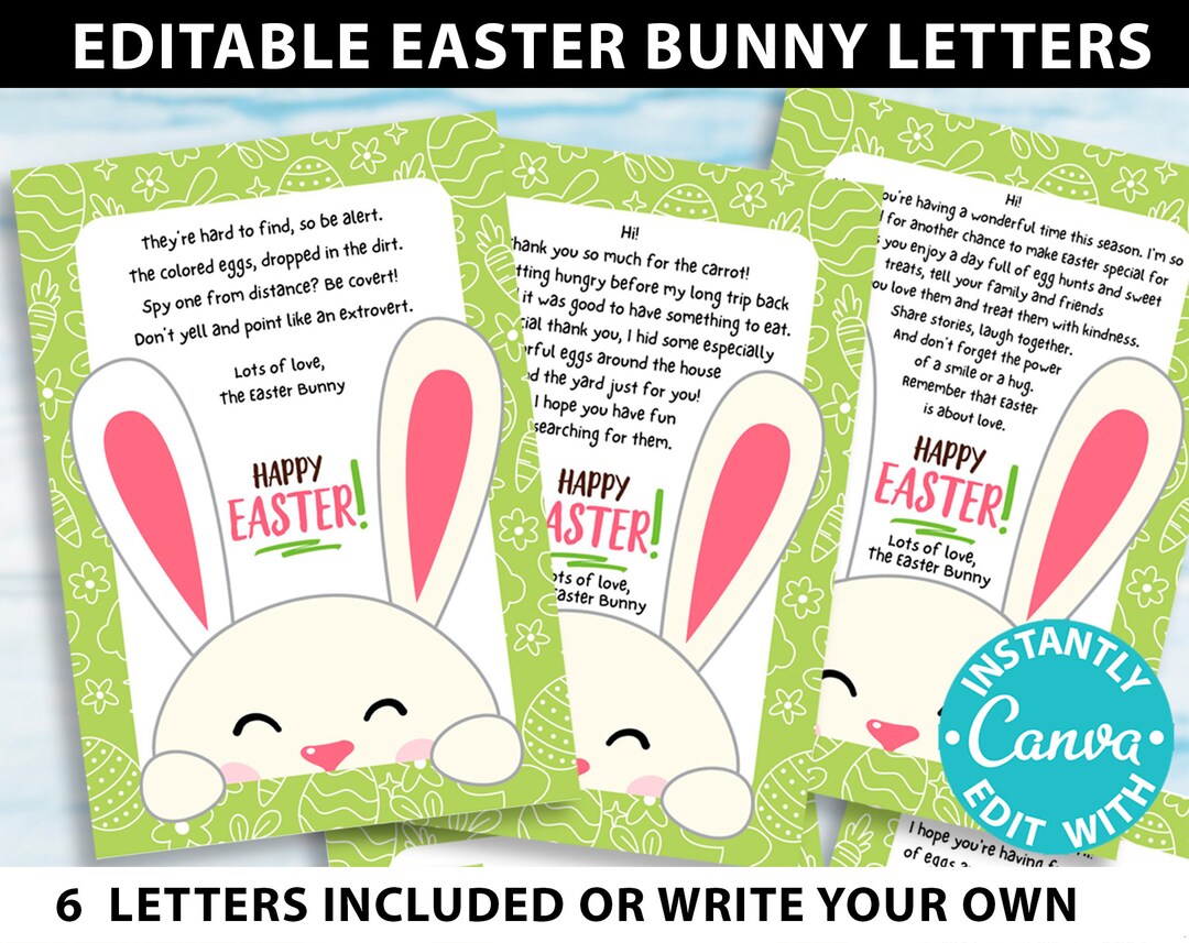 EDITABLE Easter Bunny Letter Printable, Easter Bunny Note, Letter From ...