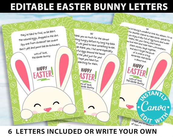 EDITABLE Easter Bunny Letter printable, Easter Bunny Note, Letter from the Easter Bunny, or ...