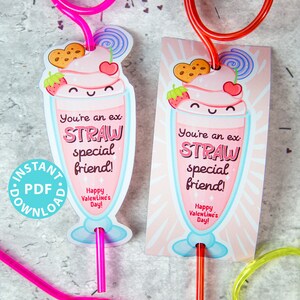 Crazy Straw Valentines Cards Printable, Ex Straw Special Friend, EDIT ...
