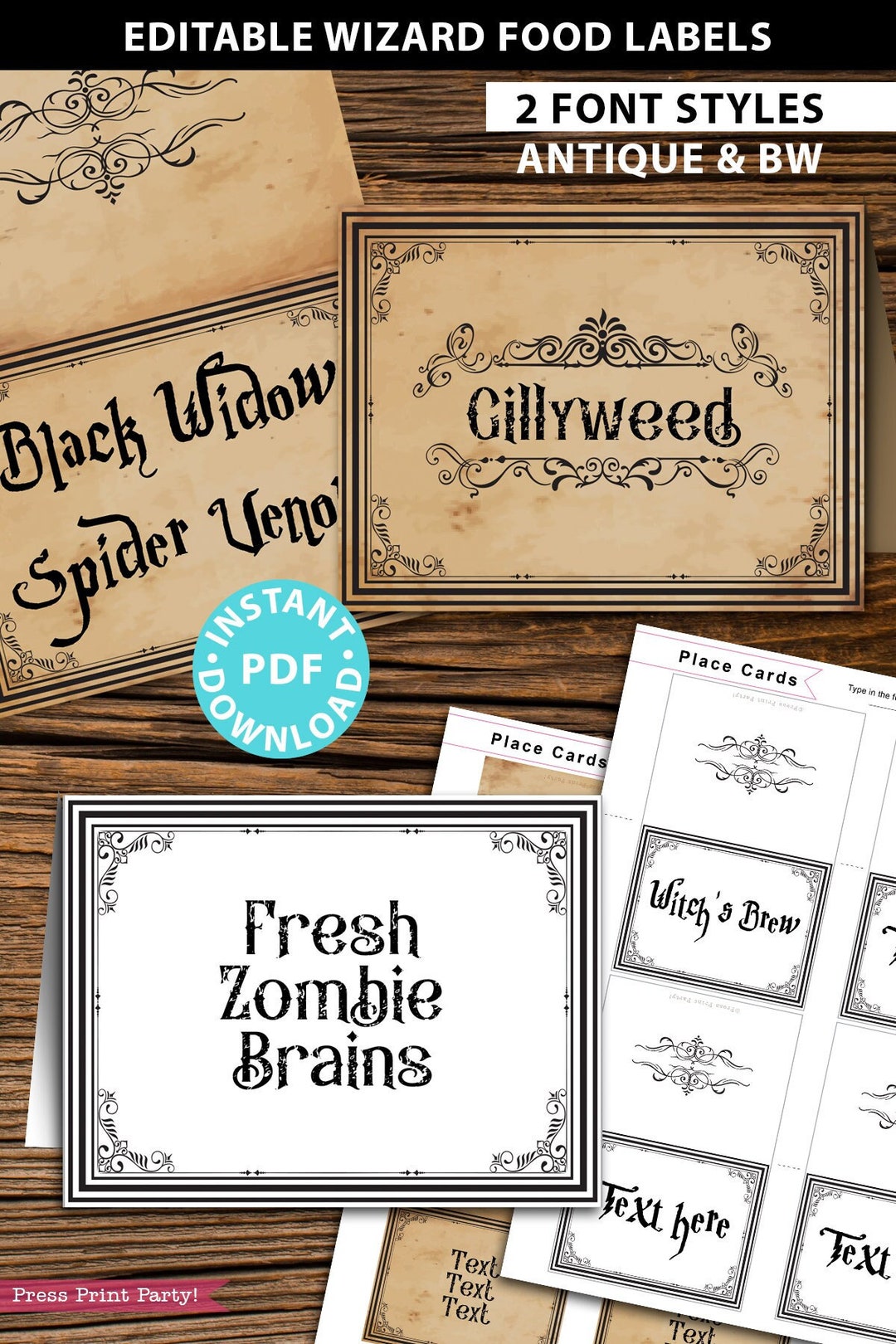 EDITABLE Wizard Food Labels Printable, Halloween Food Labels, Witch ...