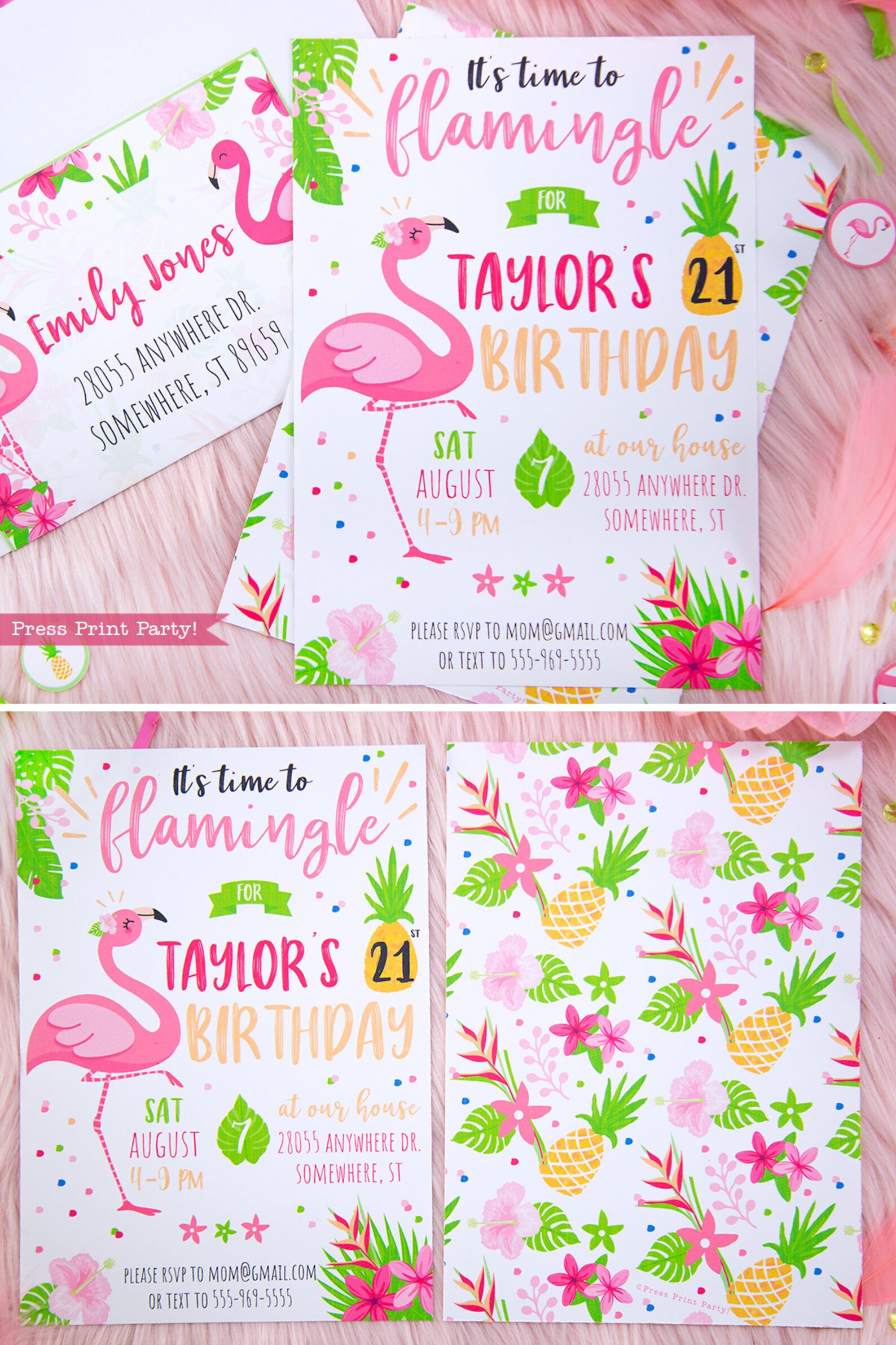 Tropical Flamingo Decorations Printable Birthday Party - Etsy