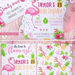 Flamingo Printable Birthday Party Printables, Pink Tropical Flamingo ...