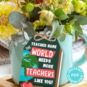 EDITABLE Teacher Appreciation Gift Tags Printable, Teacher Thank You ...