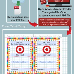 EDITABLE Target Gift Card Holder Teacher Gift Printable Template, 5x7 ...