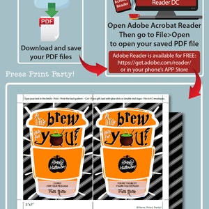 EDITABLE Halloween Coffee Gift Card Holder A Little Brew Just for You ...