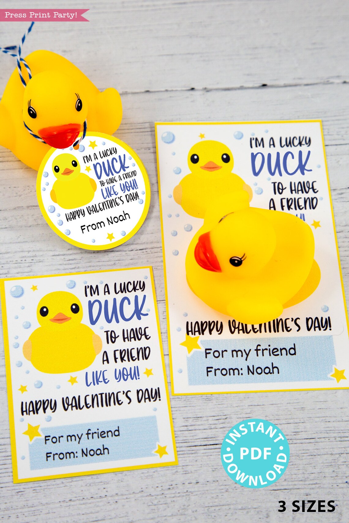 I'm a Lucky Duck to Have a Friend Like You Kids Valentine Card ...