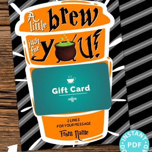 EDITABLE Halloween Coffee Gift Card Holder A Little Brew Just for You ...