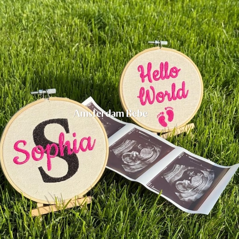 Embroidered Baby Name and Hello World Hoops, Hospital Photo Prop ...