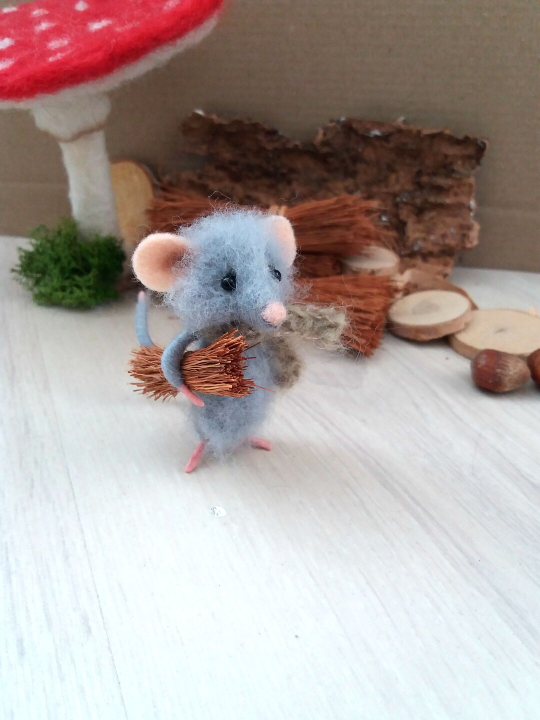 Needle Felt Mouse Miniature Mouse Felt Mouse Dollhouse Mouse Needle ...