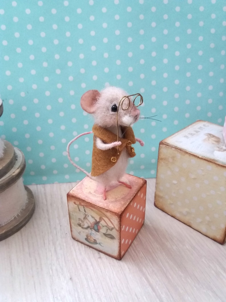 Needle Felt Mouse Miniature Mouse Felt Mouse Dollhouse Mouse Needle ...