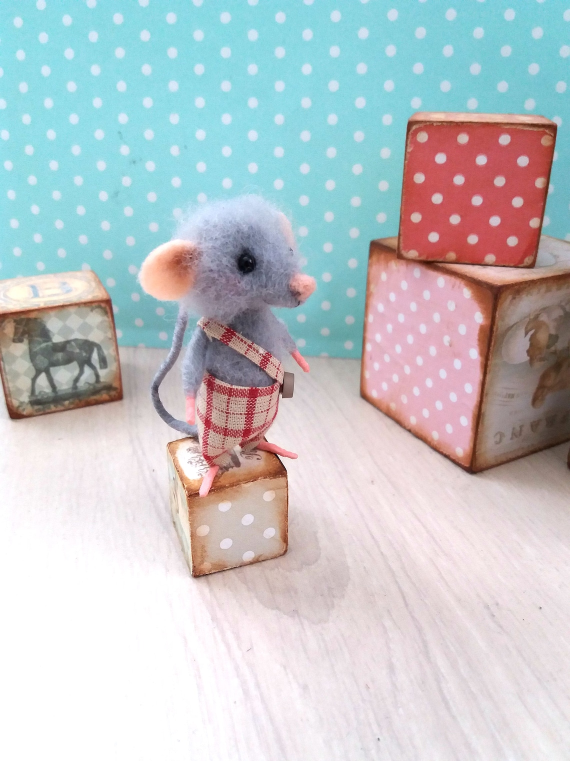 Needle Felt Mouse Miniature Mouse Felt Mouse Dollhouse Mouse Needle ...