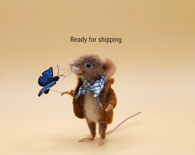Needle Felted Mouse, Miniature Mouse, Single Piece, One of a Kind ...