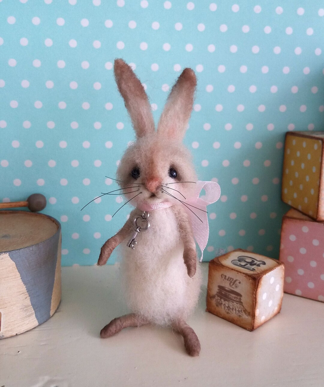 Needle Felted Bunny, Felt Bunny, Dollhouse Bunny, 10.5 Cm, Dickens ...