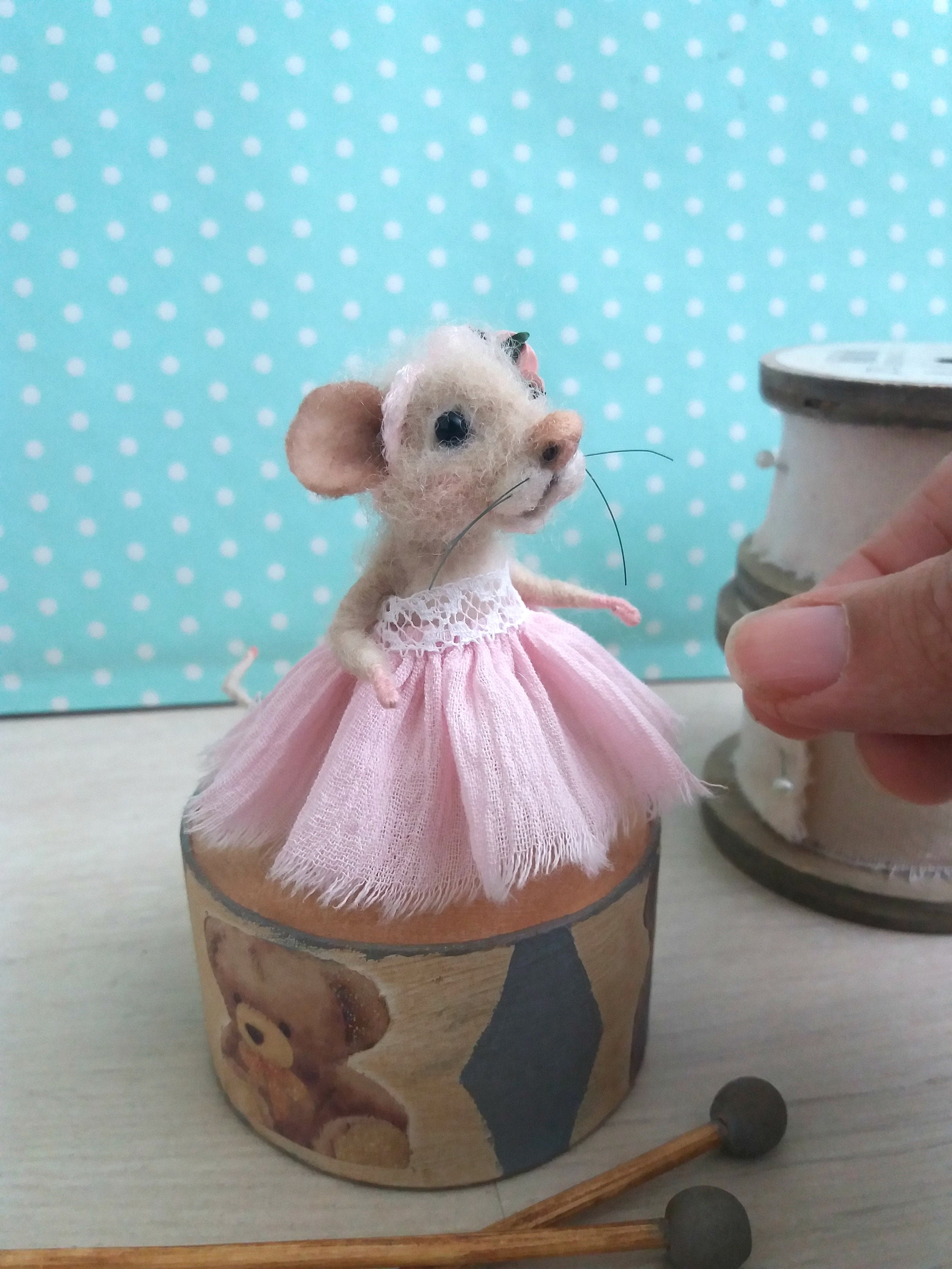 Needle Felt Mouse Miniature Mouse Felt Mouse Dollhouse Mouse Needle ...