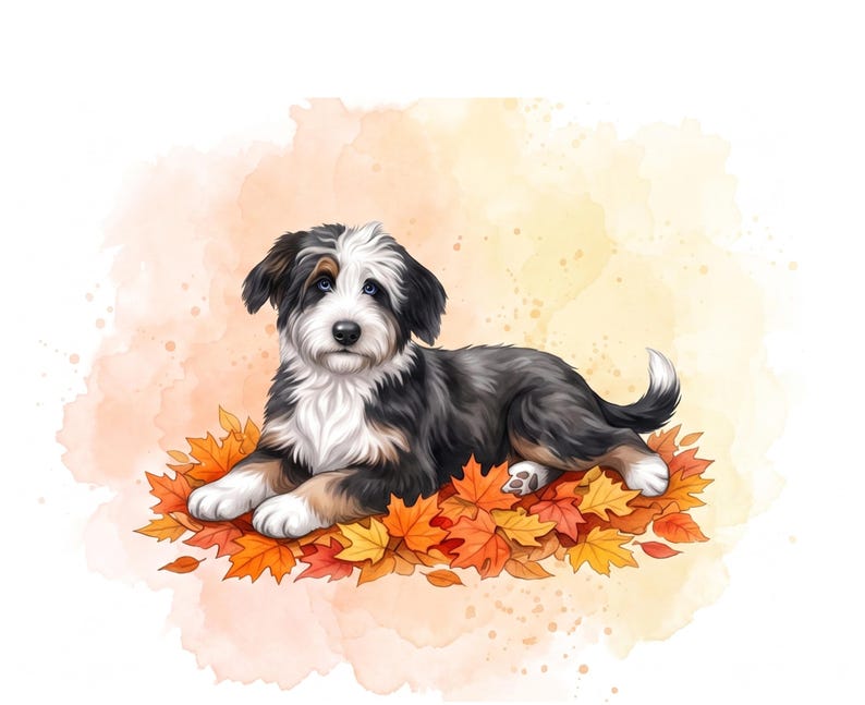 Doodle Watercolor Greeting Card | Blank Inside | Autumn Leaves Doodle ...