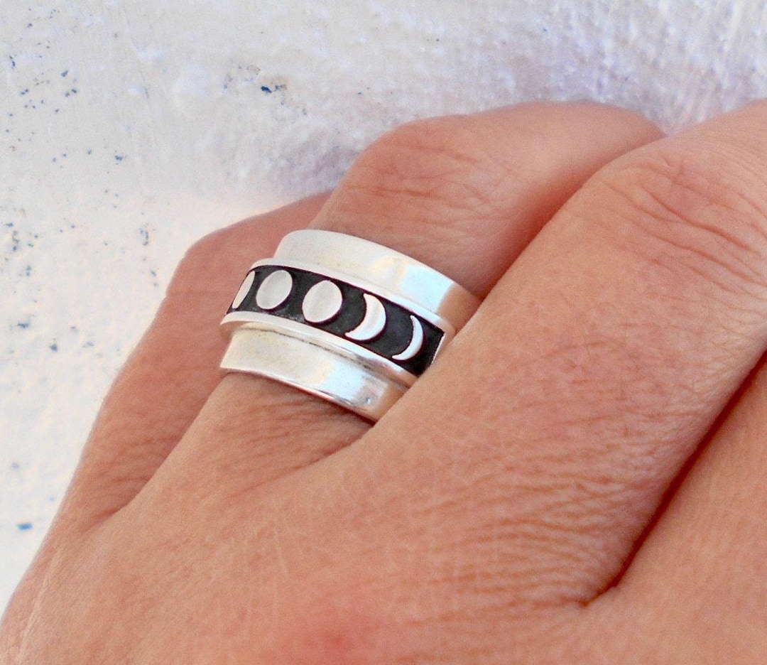 Phases of the Moon Band Ring Sterling Silver - Etsy