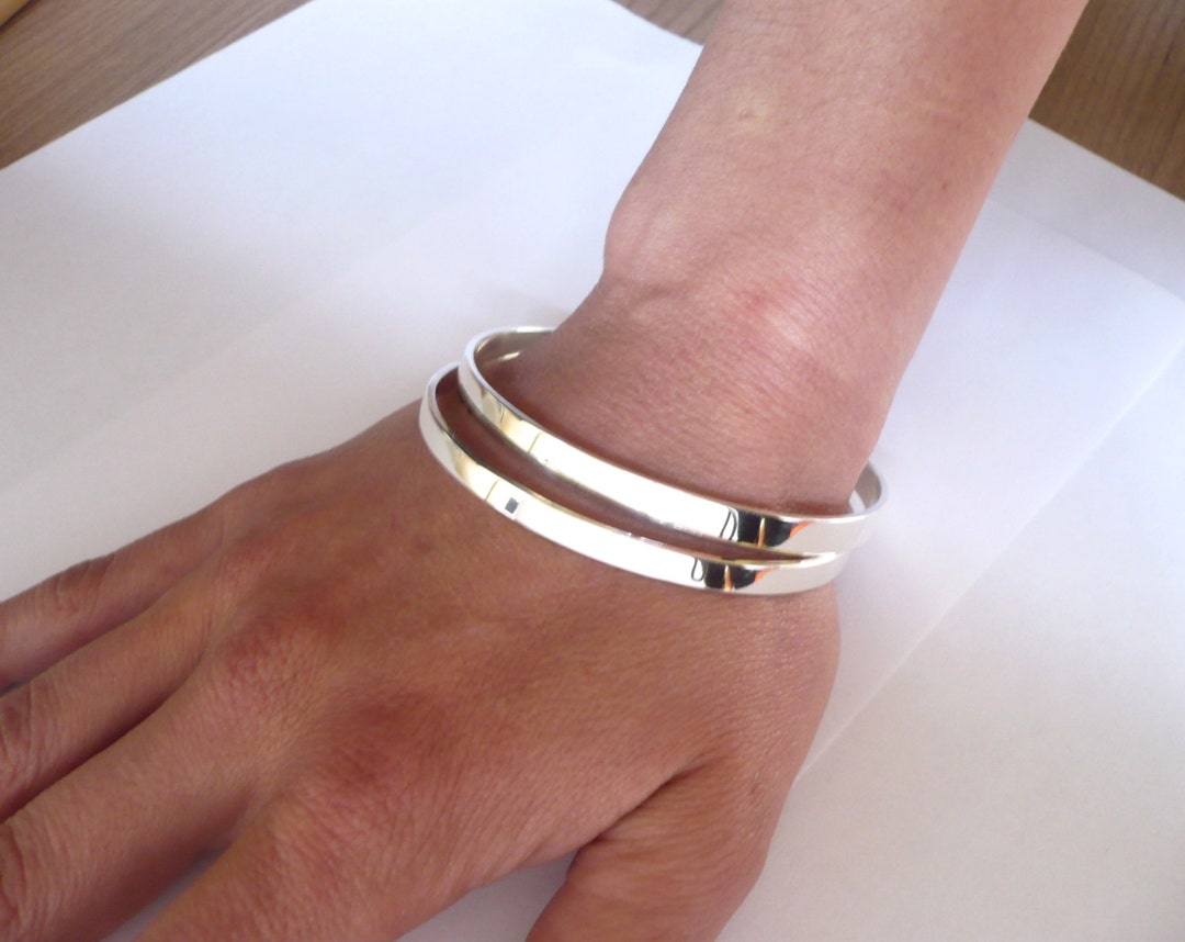 Sterling Silver Bangles Set - Etsy
