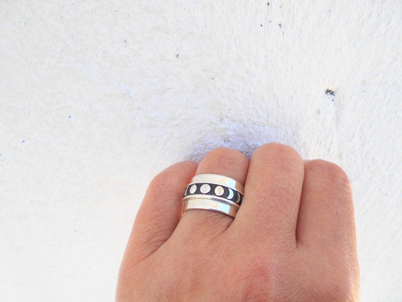 Phases of the Moon Band Ring Sterling Silver - Etsy