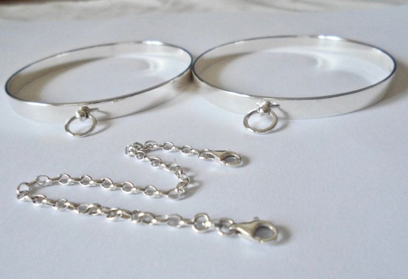 Sterling Silver Slave Bangle Set With Chain | Etsy