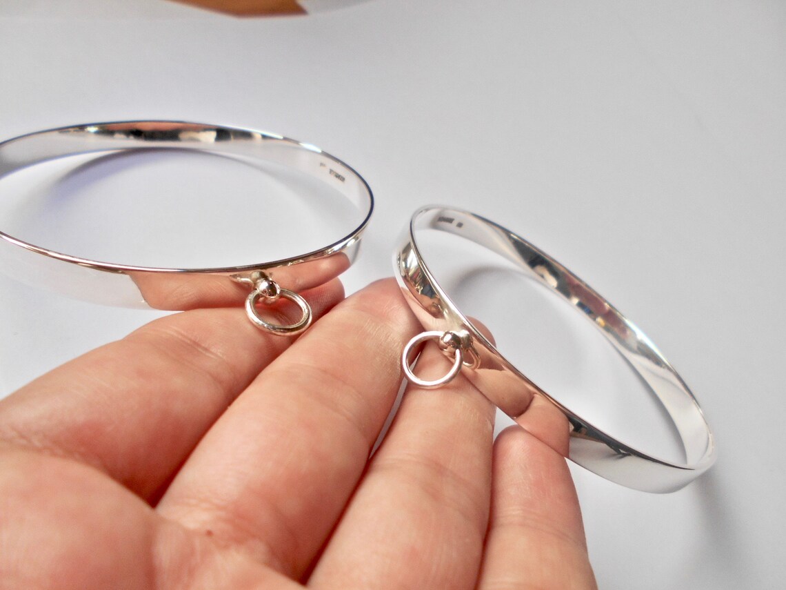 Sterling Silver Slave Bangle Set With Chain | Etsy
