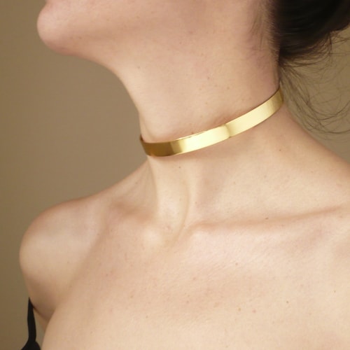 Thin Gold Bar Choker Gold Choker Necklace 14kt Gold Filled - Etsy