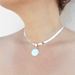 Herringbone Chain With Detachable Round Tag / Sterling Silver - Etsy