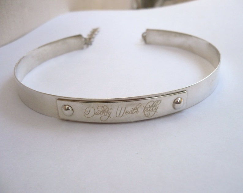CUSTOM MADE Engraved Personal Sterling Silver Collar Necklace - Etsy