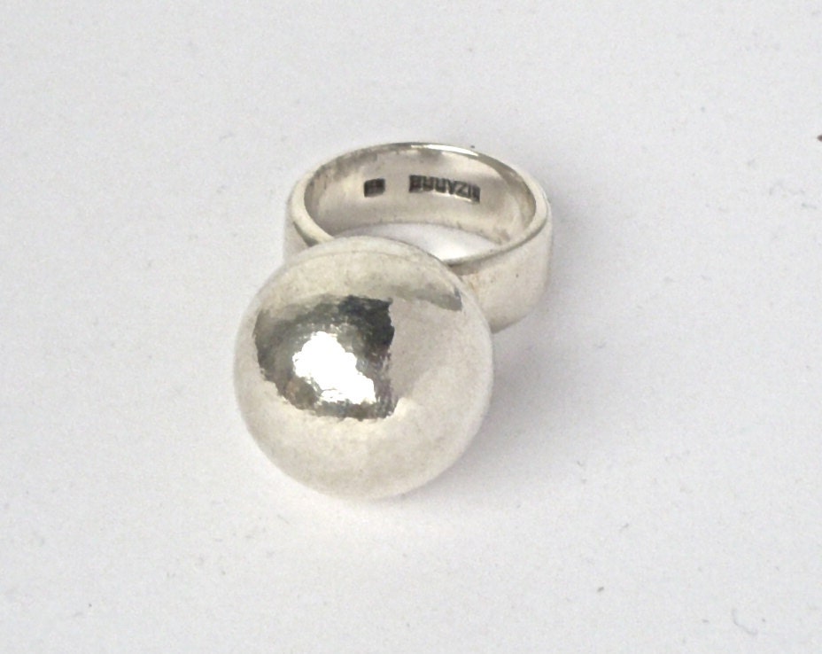 Silver Big Ball Ring - Etsy
