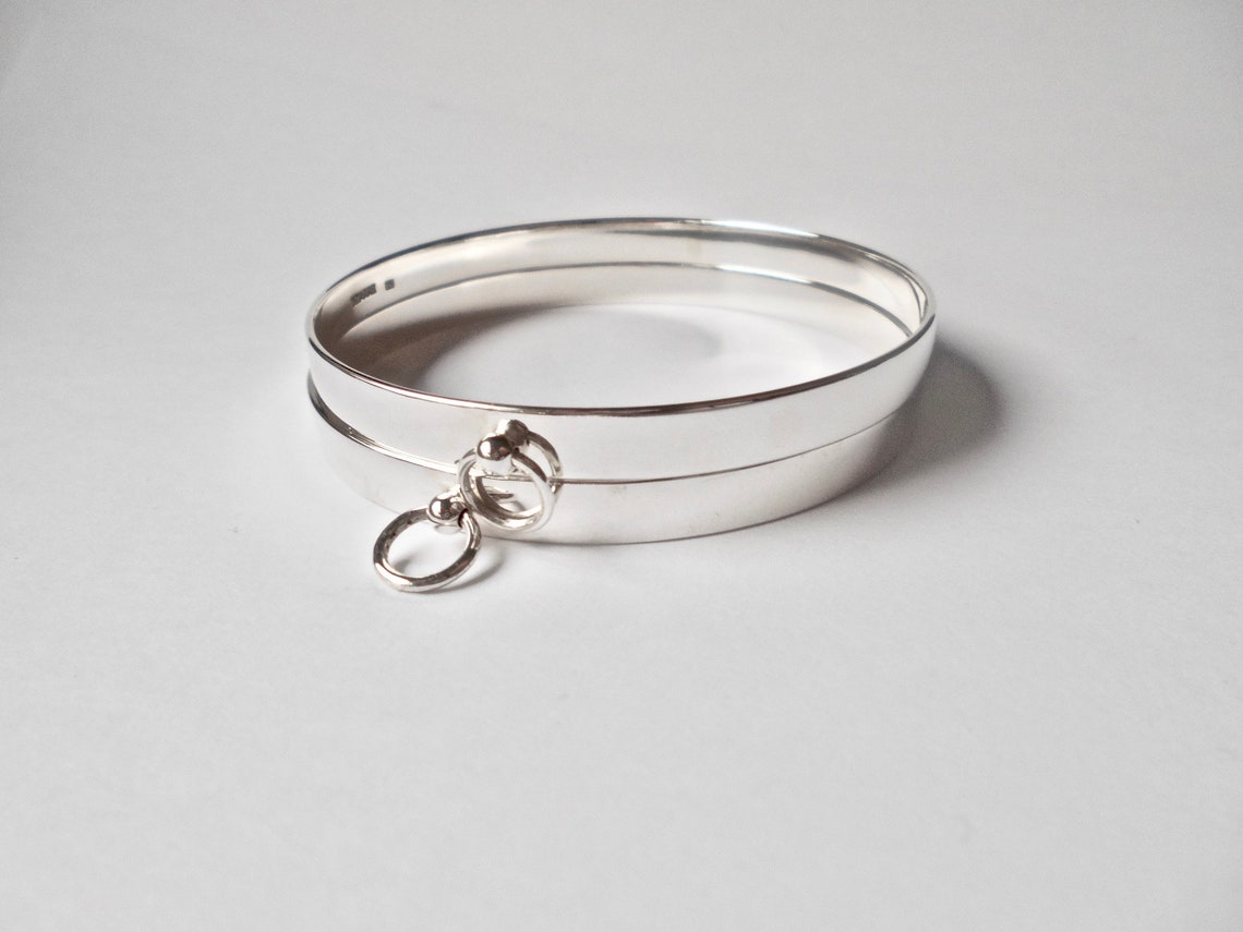 Sterling Silver Slave Bangle Set With Chain | Etsy