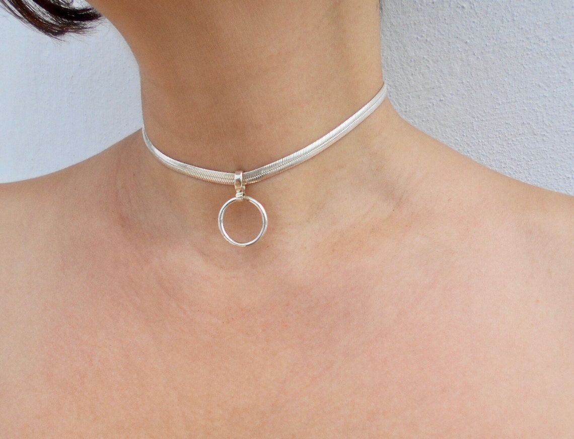 Snake Chain Collar / Sterling Silver Slave Collar / O Ring - Etsy