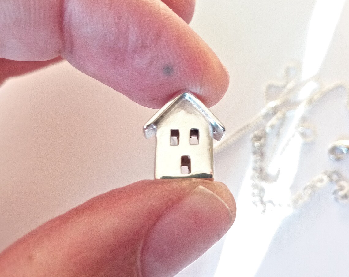 Tiny House Pendant / Sterling Silver House | Etsy