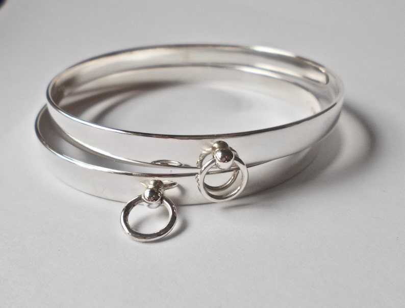 Sterling Silver Slave Bangle Set With Chain | Etsy