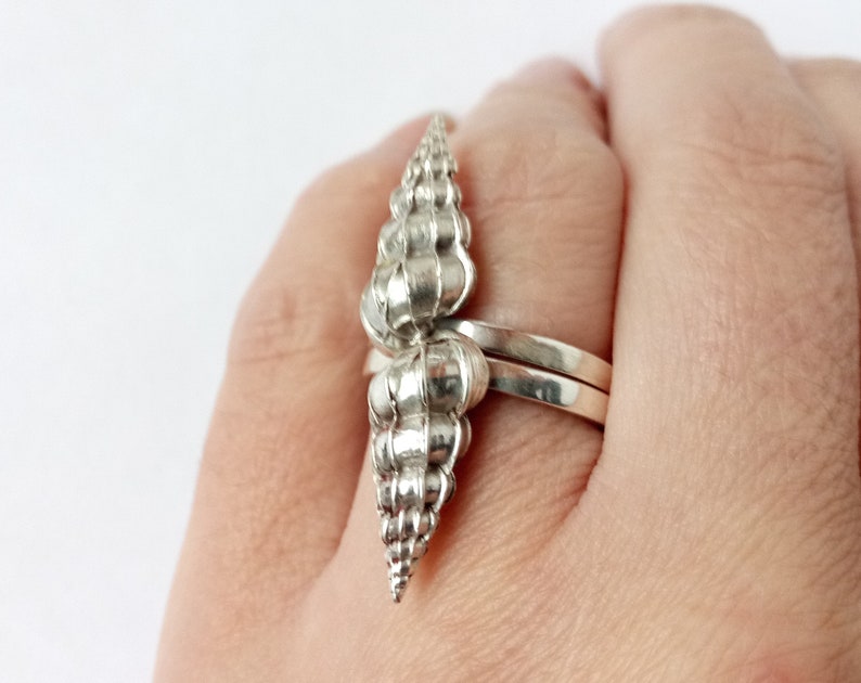 Sterling Silver Seashell Stackable Ring - Etsy