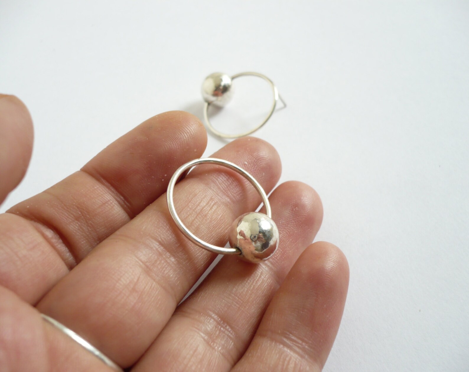 Sterling Hoops With Balls Earrings - Etsy