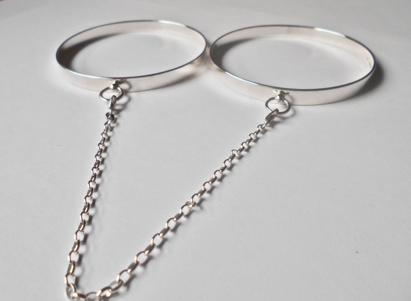 Sterling Silver Slave Bangle Set With Chain | Etsy