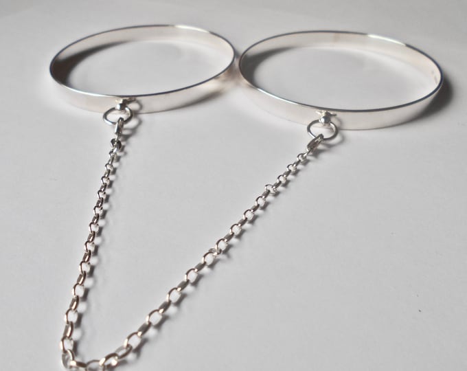 Sterling Silver Slave Bangle Set With Chain - Etsy
