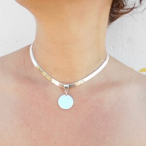 Herringbone Chain With Detachable Round Tag / Sterling Silver - Etsy