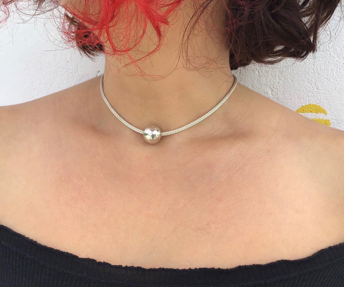 Sterling Silver Choker With Ball - Etsy