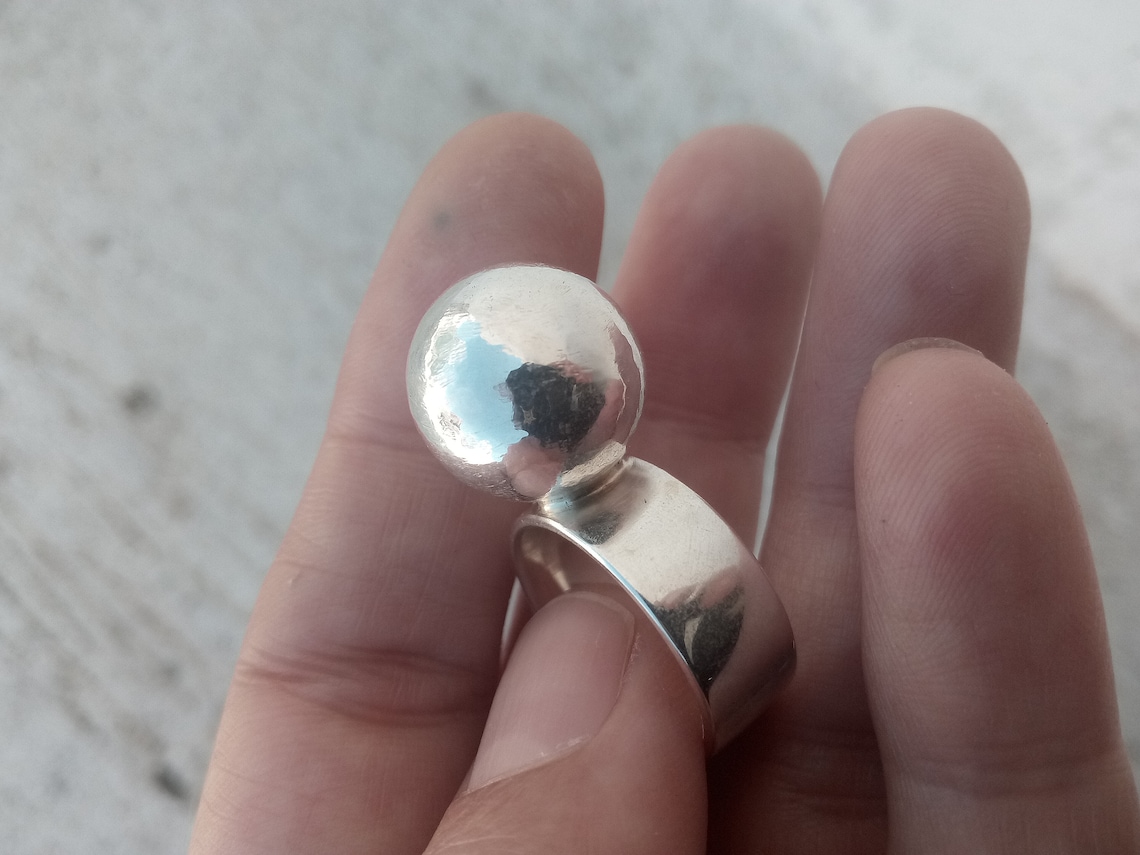 Sterling Silver Ring With Ball - Etsy