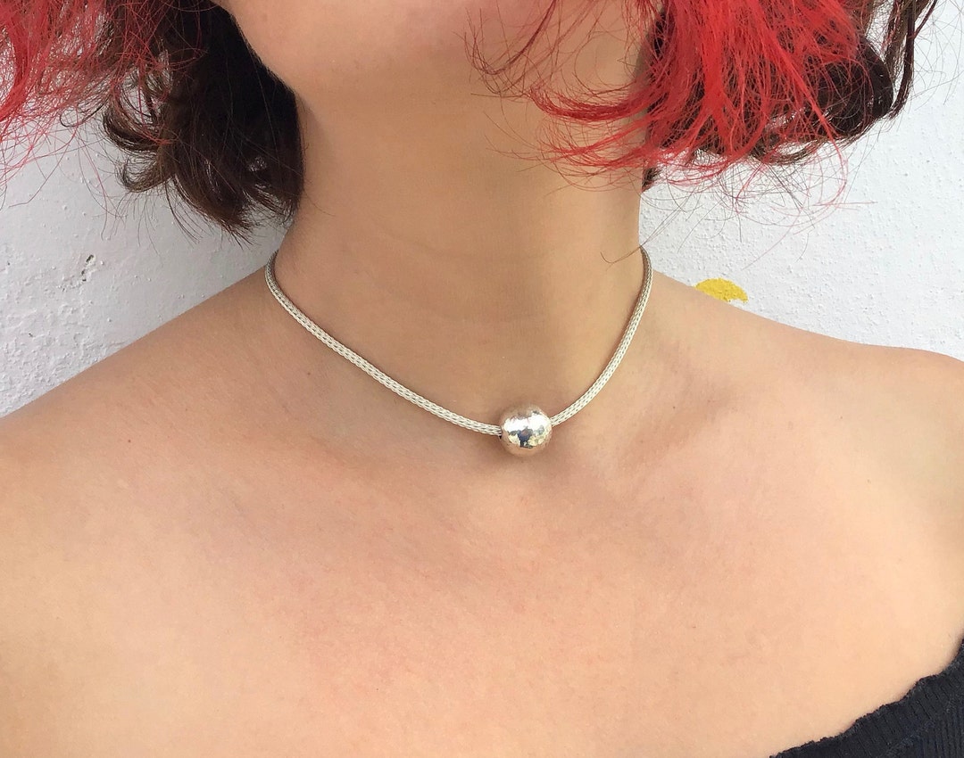 Sterling Silver Choker With Ball - Etsy
