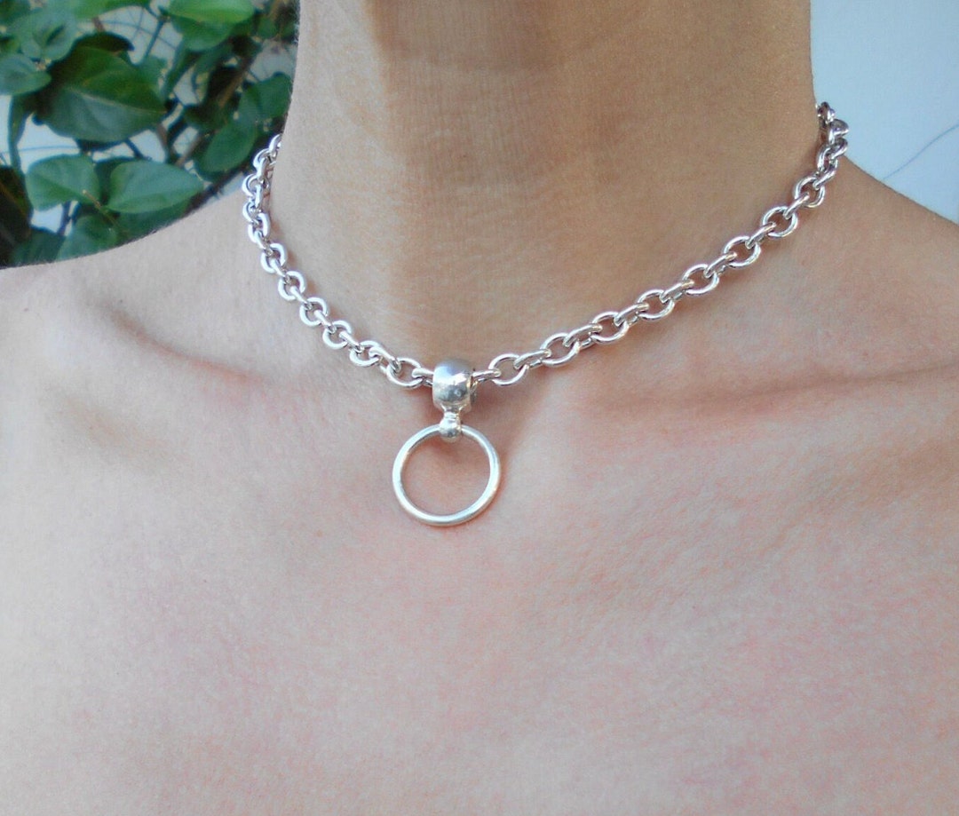 Sterling Silver Solid Chain Necklace With Removable O Ring Pendant - Etsy